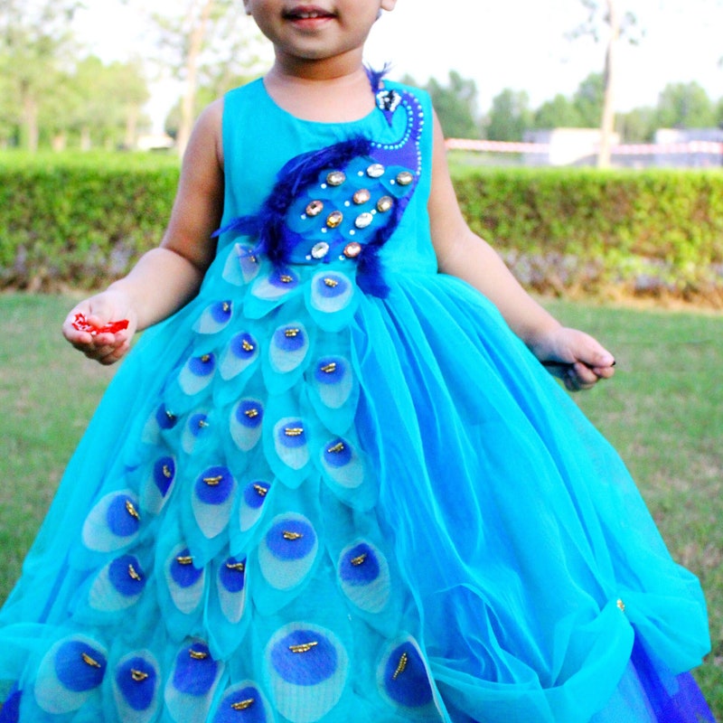 Peacock Blue Dress Girls - Etsy