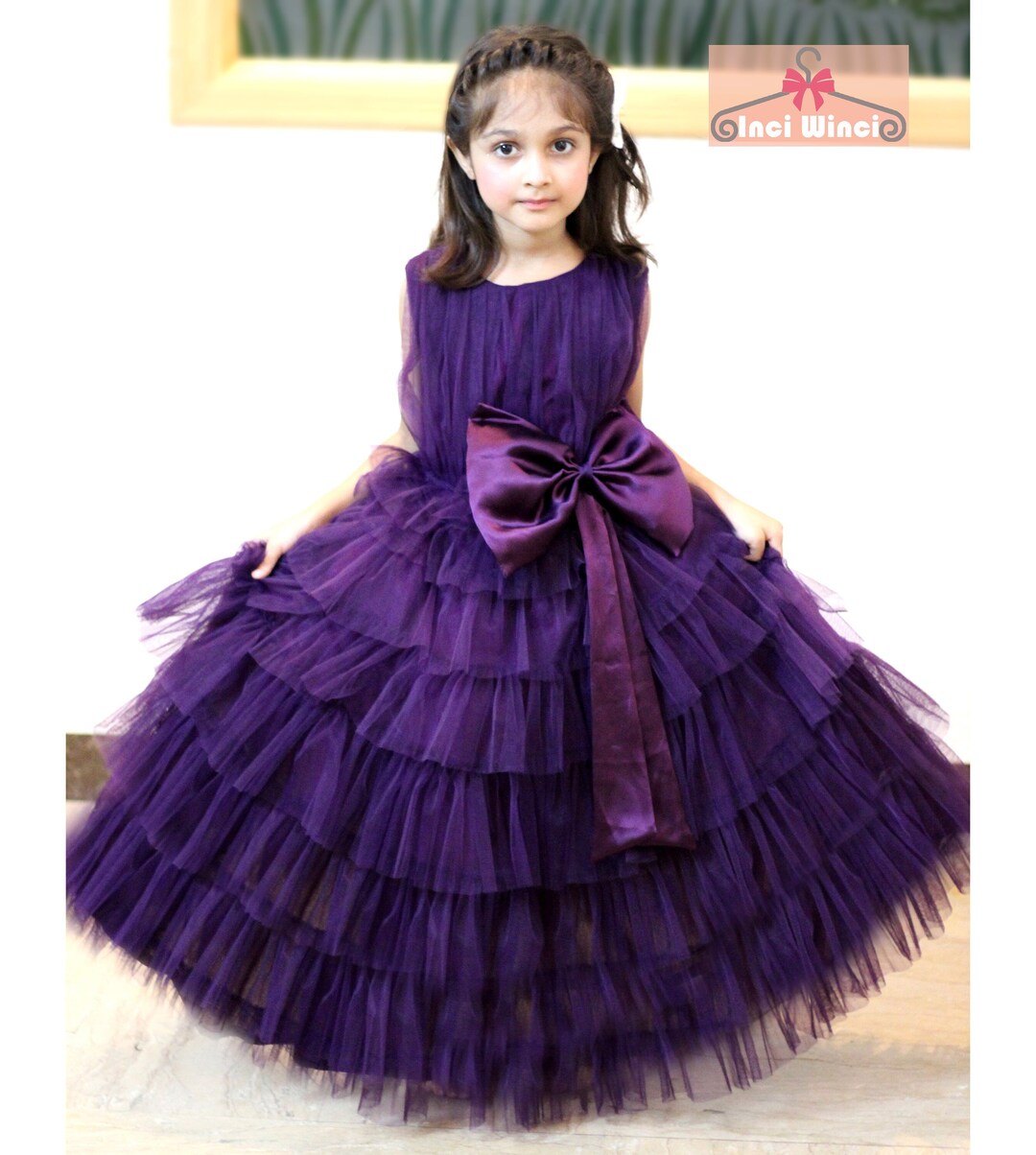 Ruffle Layered Tulle Puffy Girl Dress Multi Tiered Long Evening Ball ...