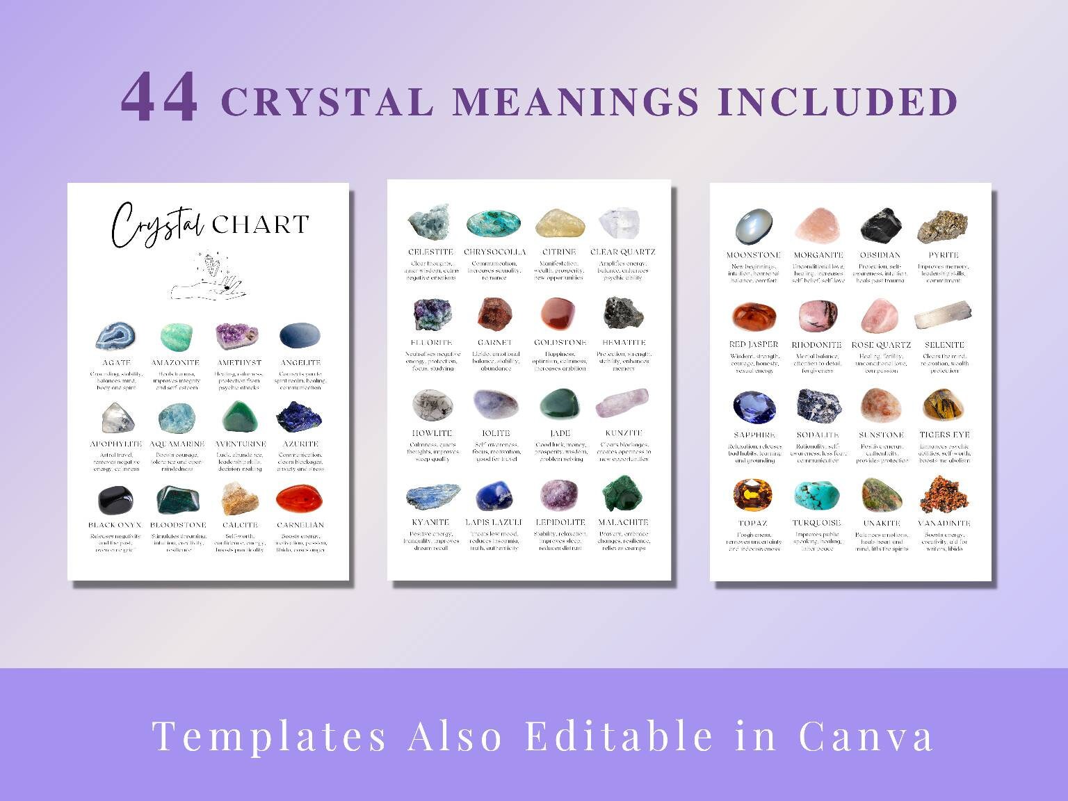 21 Printable Crystal Information Cards & Crystal Guide - Etsy
