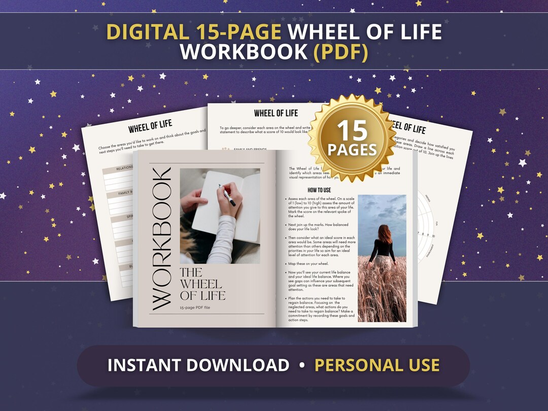 Digital Life Wheel Journal, Wheel of Life, Growth Mindset, Self ...