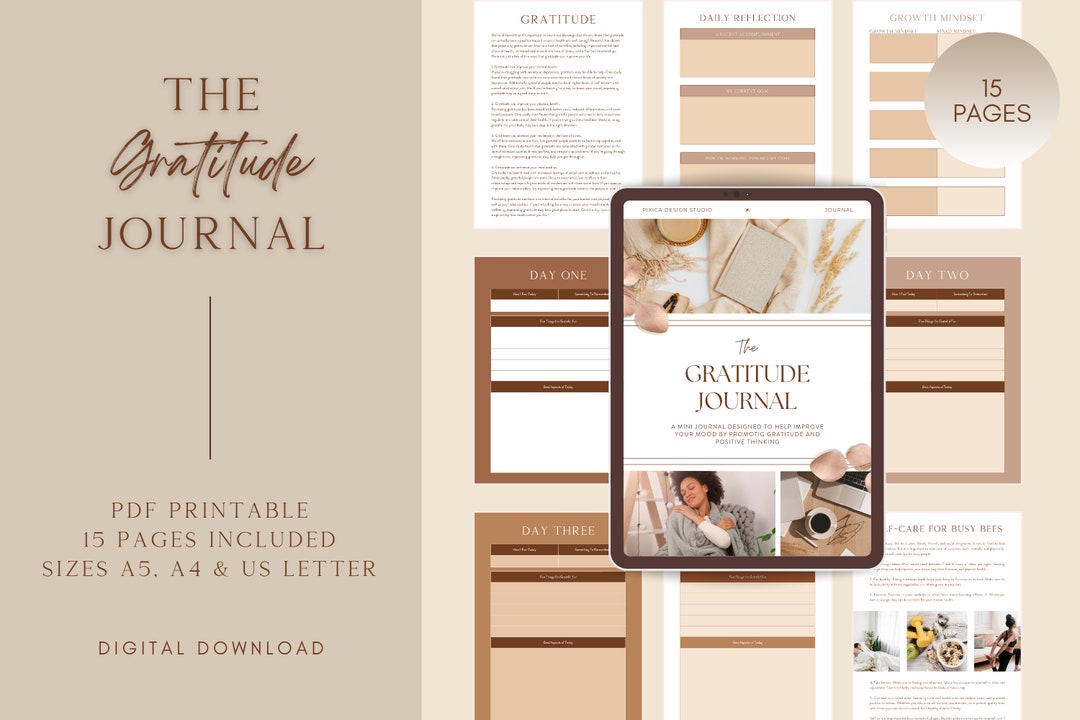 Daily Gratitude Journal Printable Mental Health Journal - Etsy