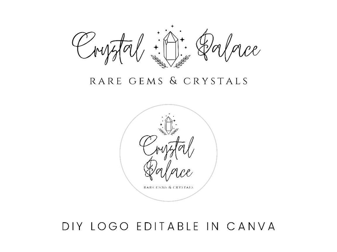Crystal Logo, Script Logo, Spiritual Logo, Crystal Branding, Premade ...