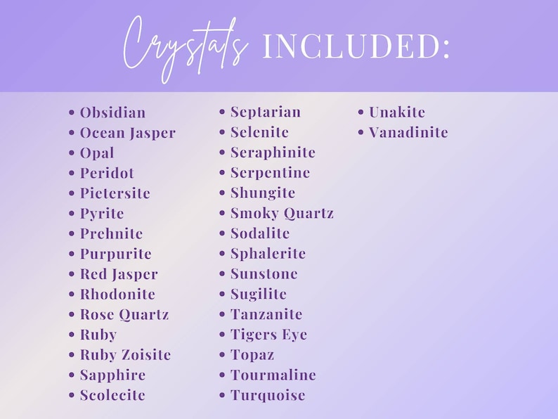 Editable 92 Crystal Meanings Chart, Crystal Printable, Crystal ...