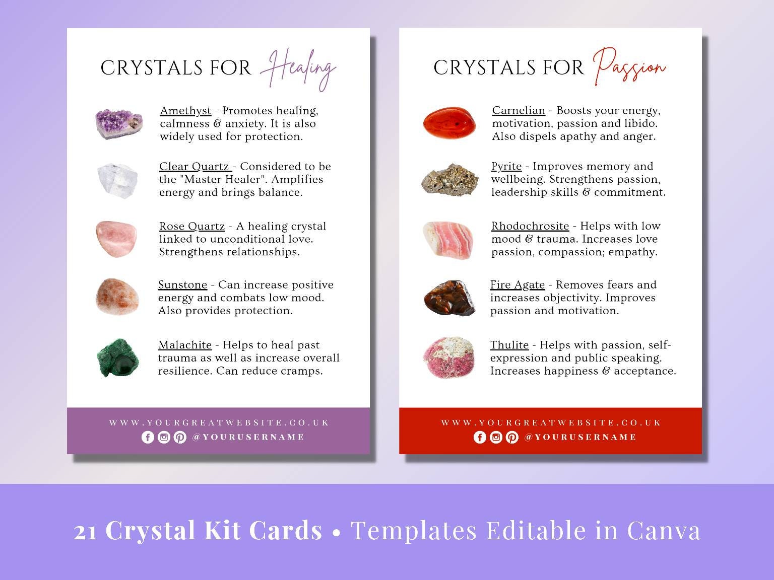 21 Printable Crystal Information Cards, Crystal Theme Cards, Crystal ...