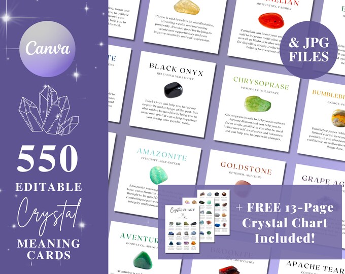 Clear Quartz Printable Cards Stone Meaning Properties Benefits Instant ...