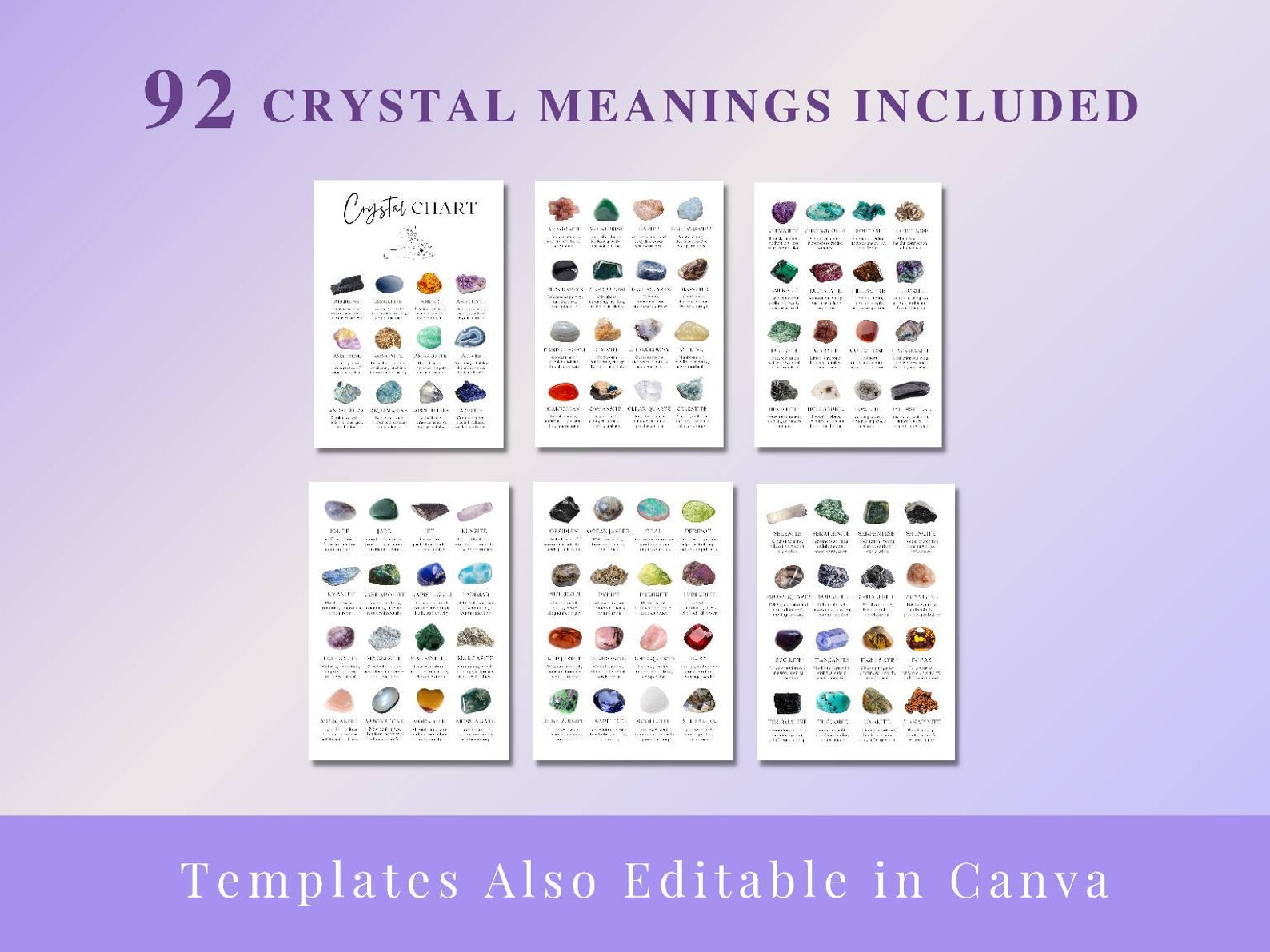 Editable 92 Crystal Meanings Chart, Crystal Printable, Crystal ...