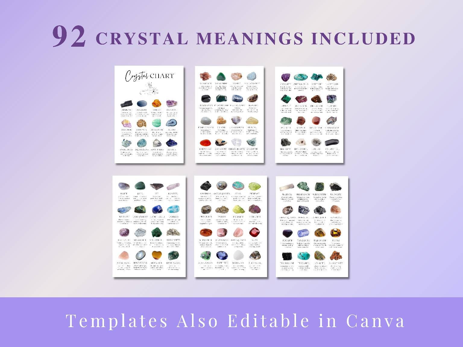 Editable 92 Crystal Meanings Chart, Crystal Printable, Crystal ...