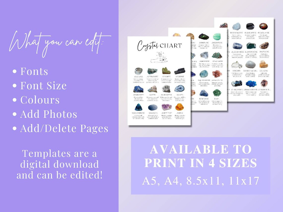 Editable 204 Crystal Meanings Chart, Crystal Printable, Crystal ...