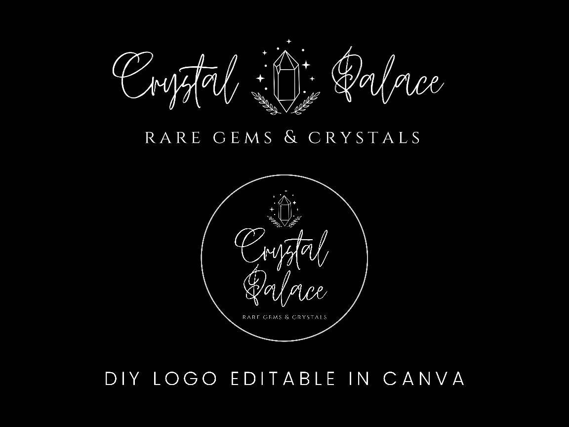 Crystal Logo, Script Logo, Spiritual Logo, Crystal Branding, Premade ...