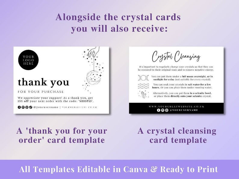 BUNDLE 600 Editable Crystal Meaning Cards, Printable Crystal ...