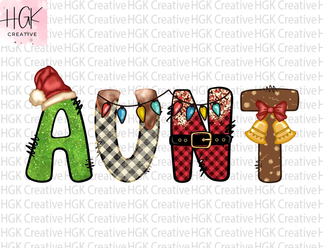 Aunt Christmas PNG, Auntie Holiday Doodle Shirt, Matching Tshirts ...