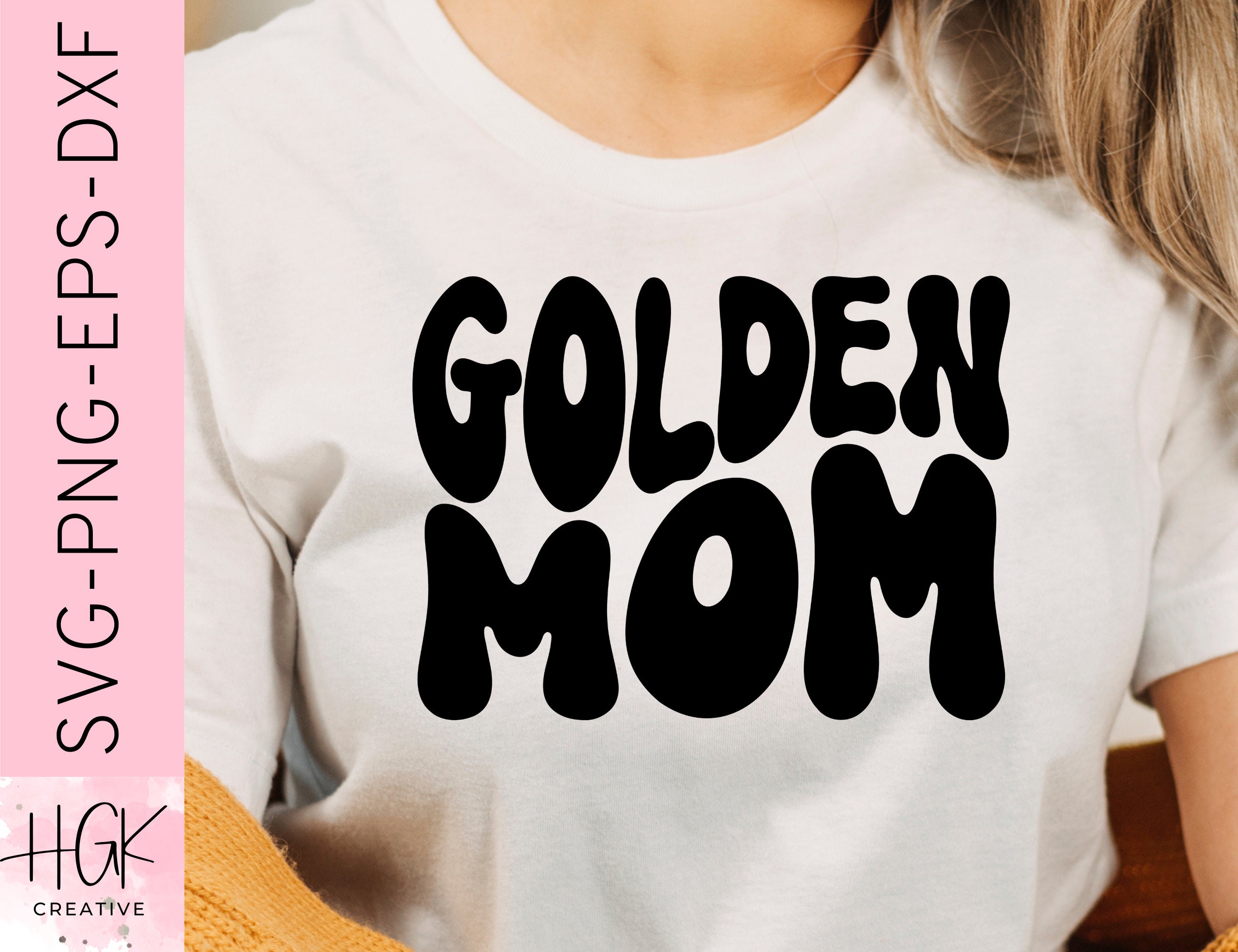 Golden Mom Wavy Svg, Retro Dog Mom Shirt, Dog Lover Gift, Boho, Dxf ...