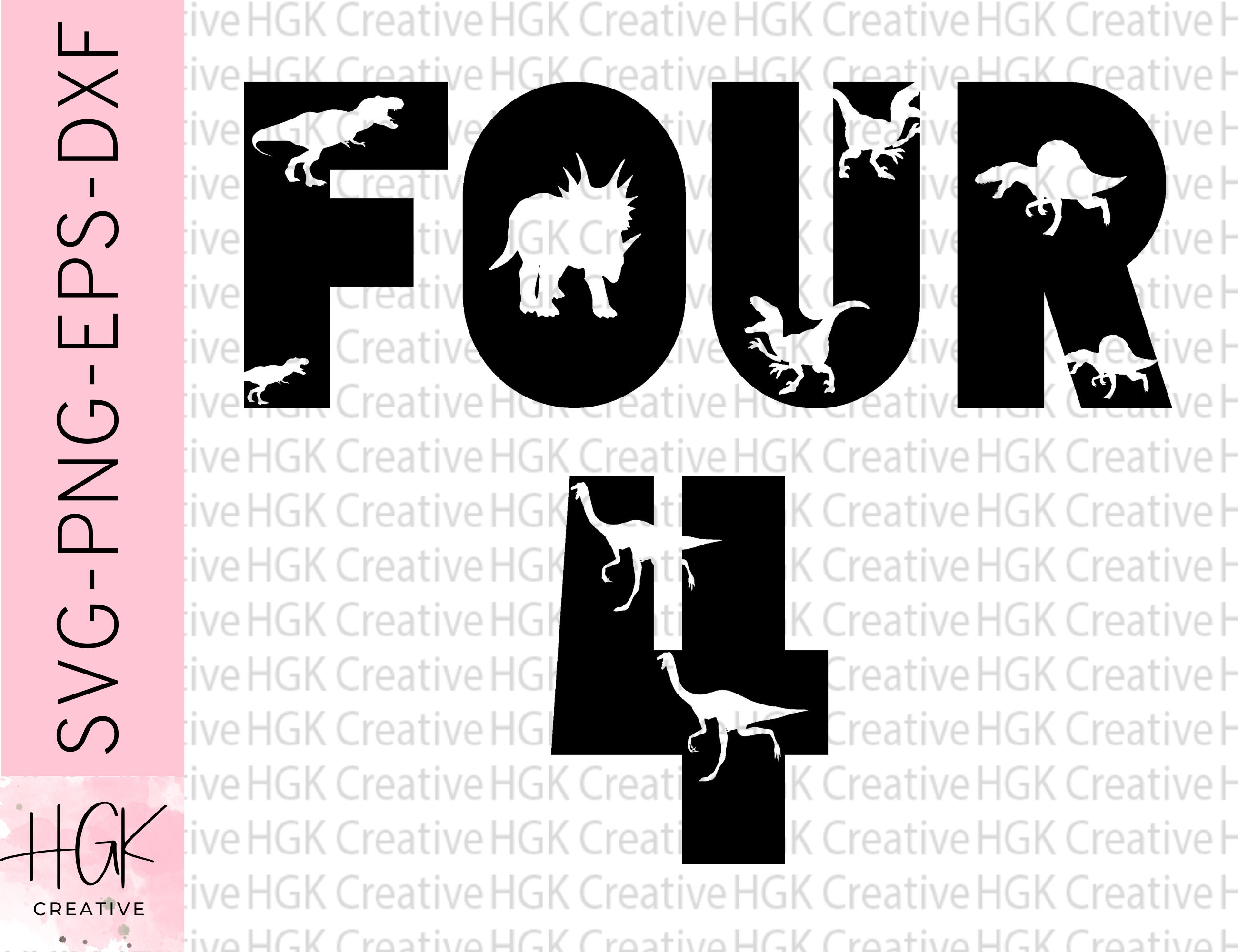 Dinosaur Four SVG, Four Dino Birthday SVG, Fourth Birthday SVG Boy, 4th ...