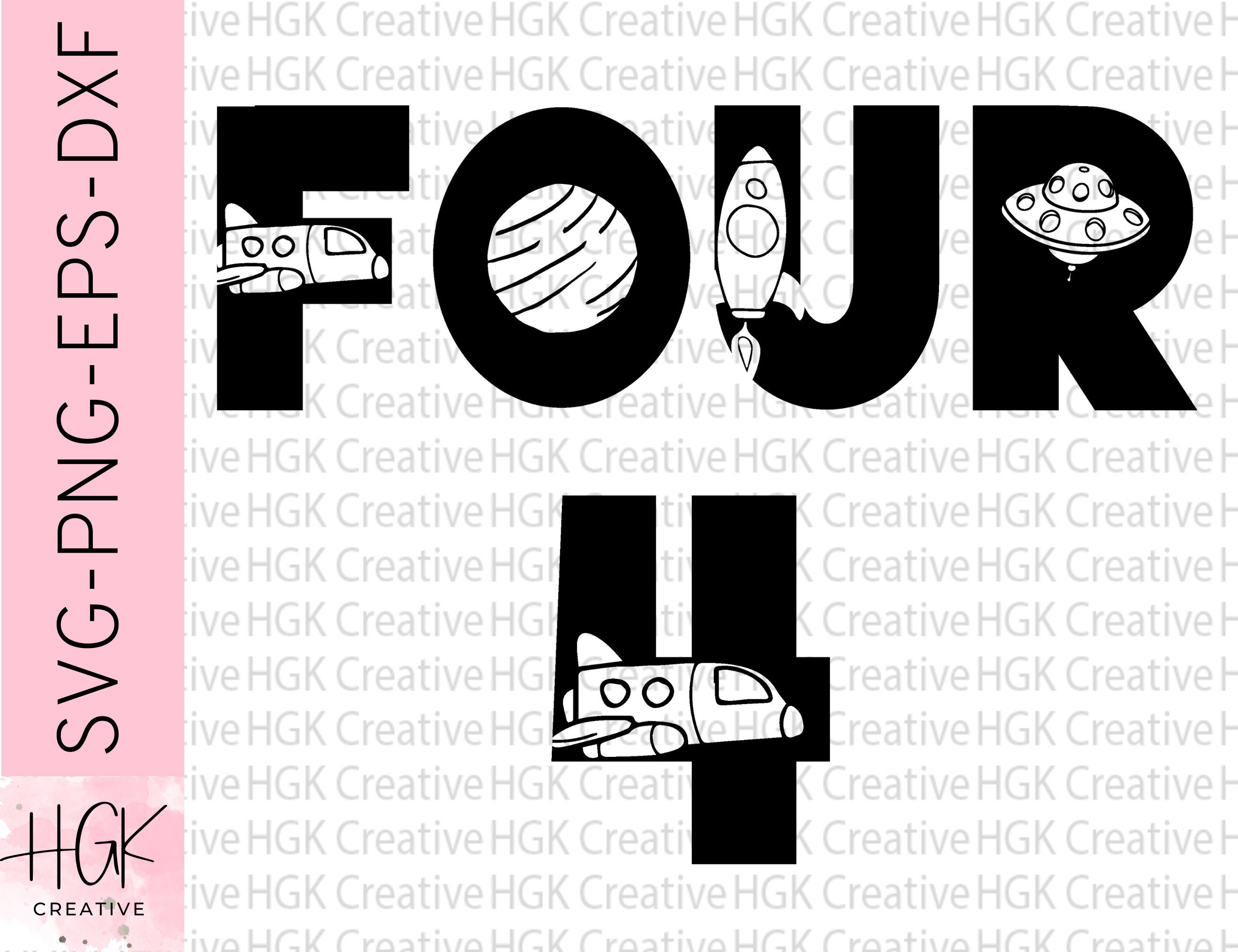 Space Four SVG, Four Outer Space Birthday Shirt, Fourth Bday Boy Tshirt ...