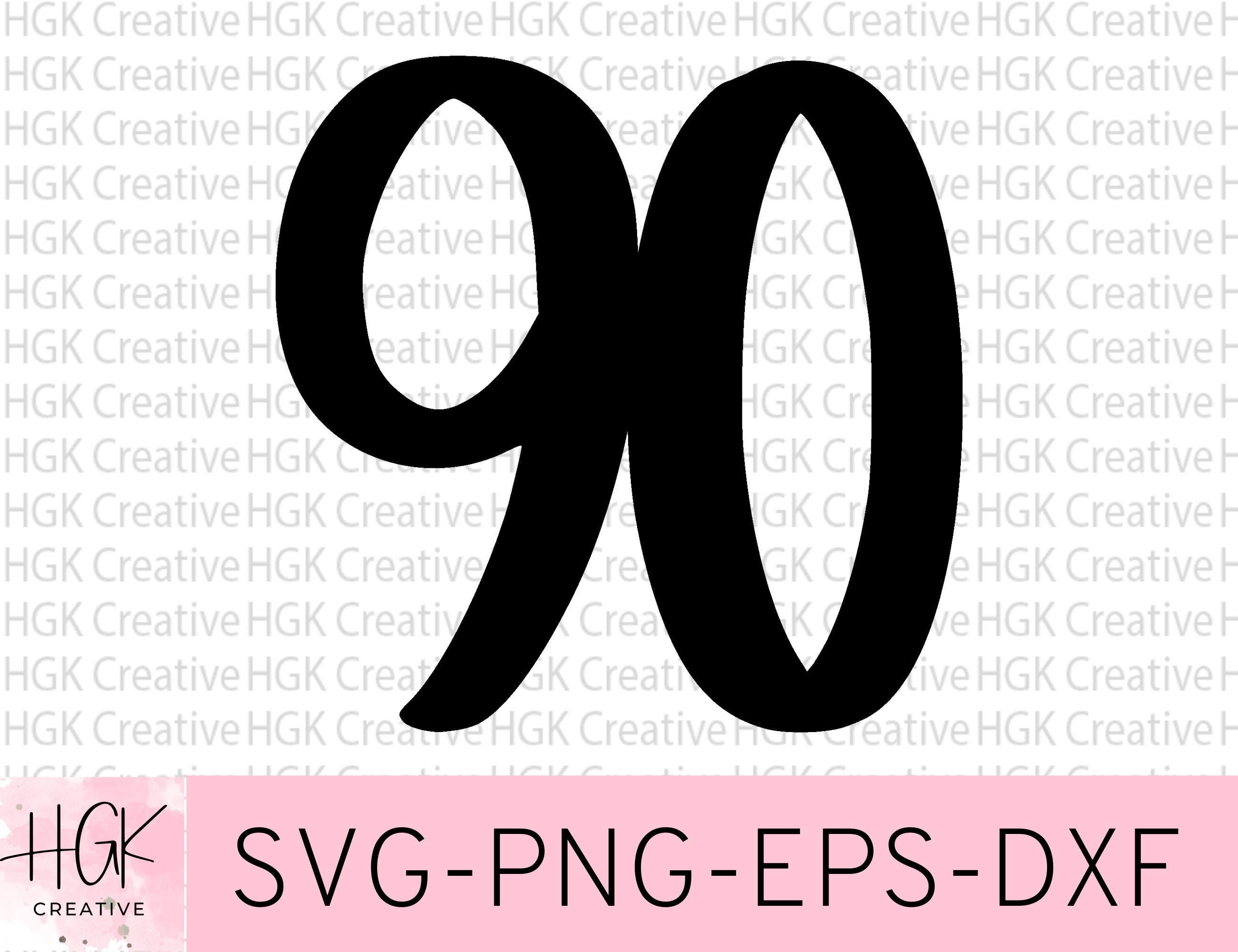 90 Cake Topper SVG, 90th Birthday SVG, 90th Birthday Decorations, Happy ...