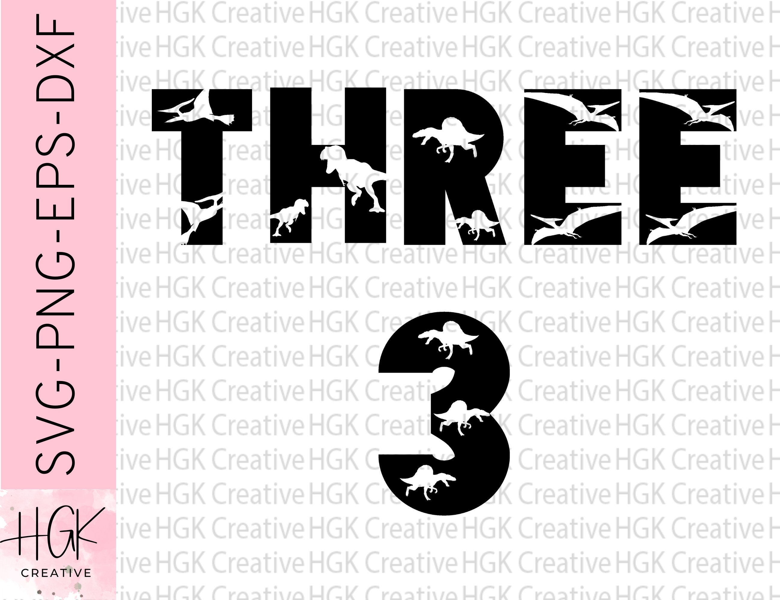 Dinosaur Three SVG, Three Dino Birthday SVG, Third Birthday SVG Boy ...