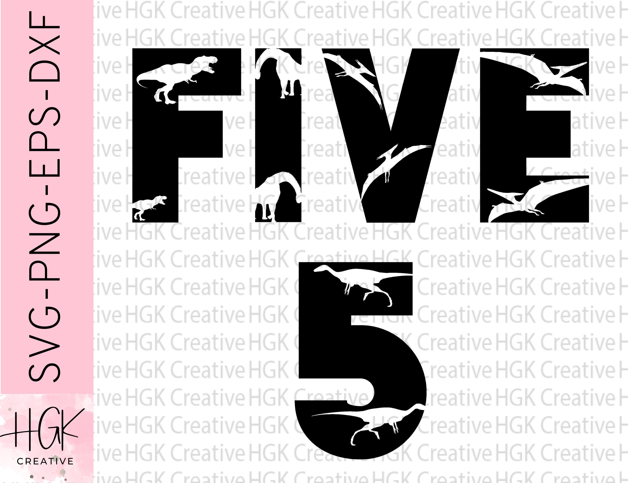 Dinosaur Five SVG, Five Dino Birthday SVG, Fifth Birthday SVG Boy, 5th ...