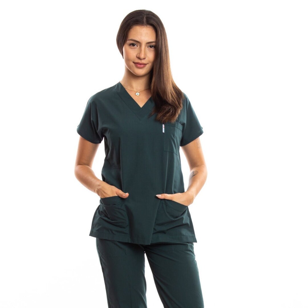 Medical Uniform,hunter Green Scrubs Top,nurse Uniform,hospital Uniform ...