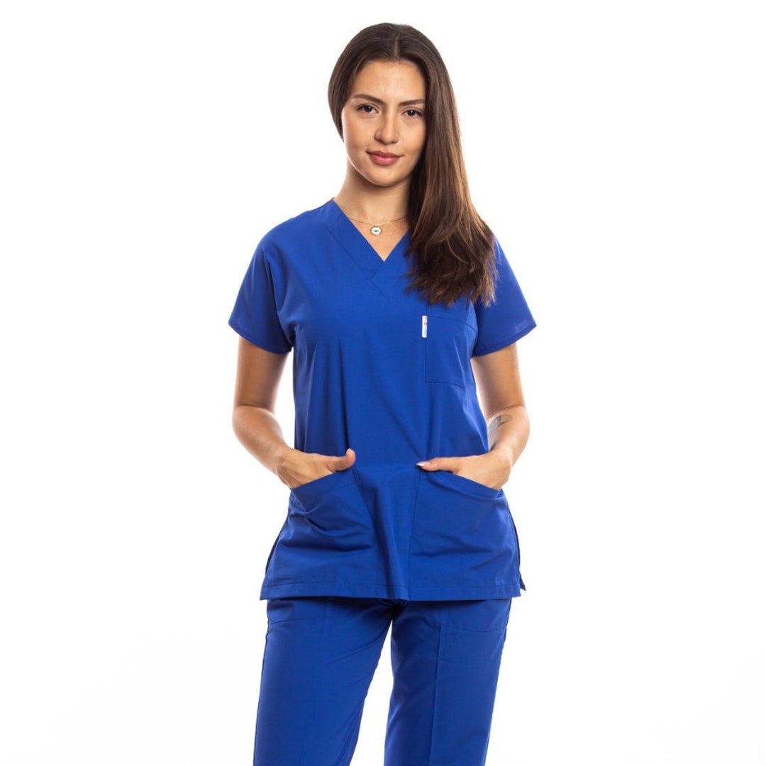 Medical Uniform,sax Blue Scrubs Top,nurse Uniform,hospital Uniform ...