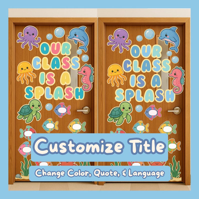 Digital Ocean Classroom Door Decor Kit | Editable School Bulletin Board ...