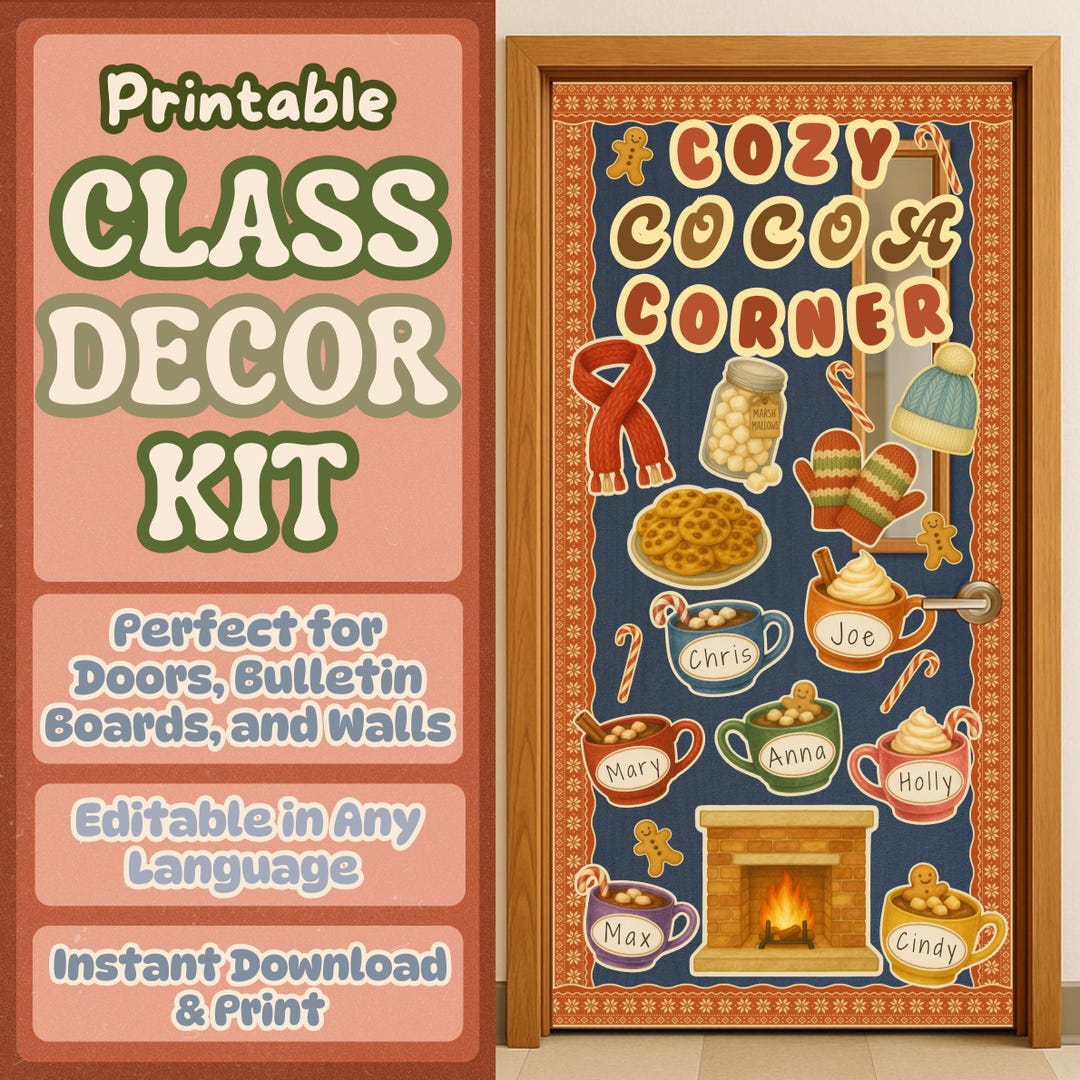Winter Bulletin Board Set – Cozy Cocoa Classroom Decor, Editable Canva ...
