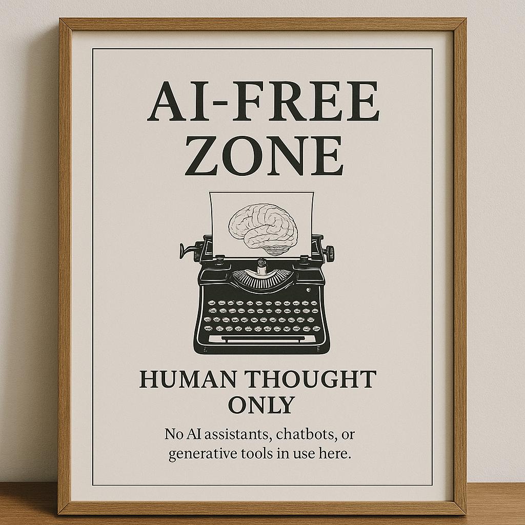 Ai-free Zone Printable Sign – Human Thought Only Wall Art – Classroom ...