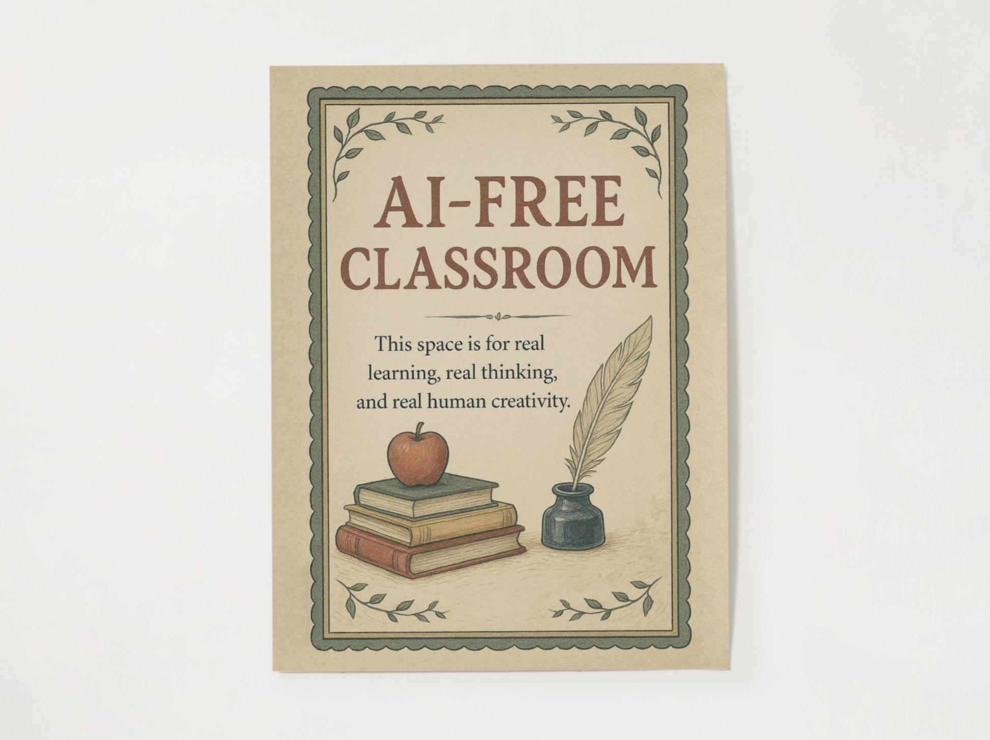 Ai-free Classroom Sign | Printable Vintage School Wall Art | Scholarly ...