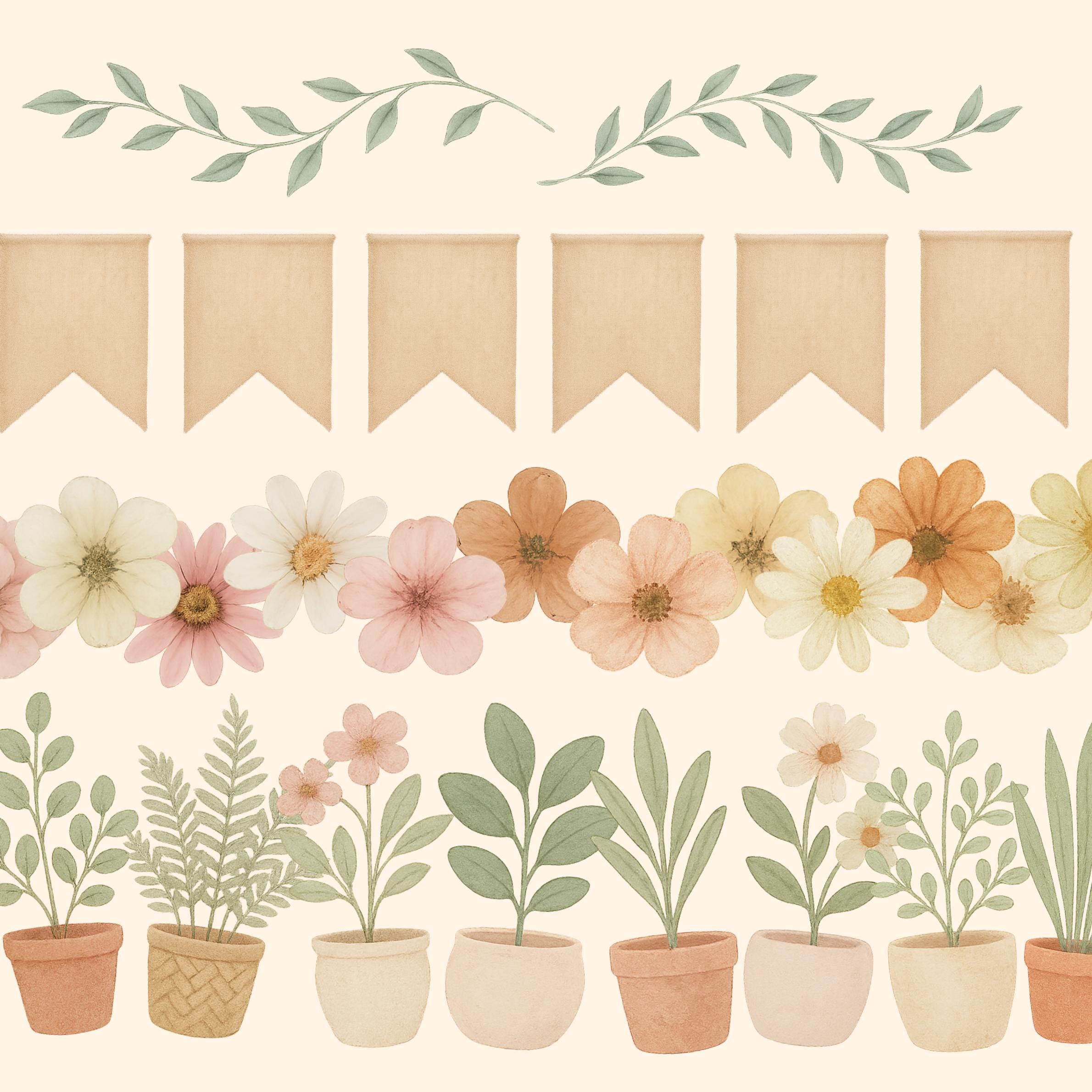 Botanical Classroom Door Decor Editable | Boho Garden Bulletin Board ...