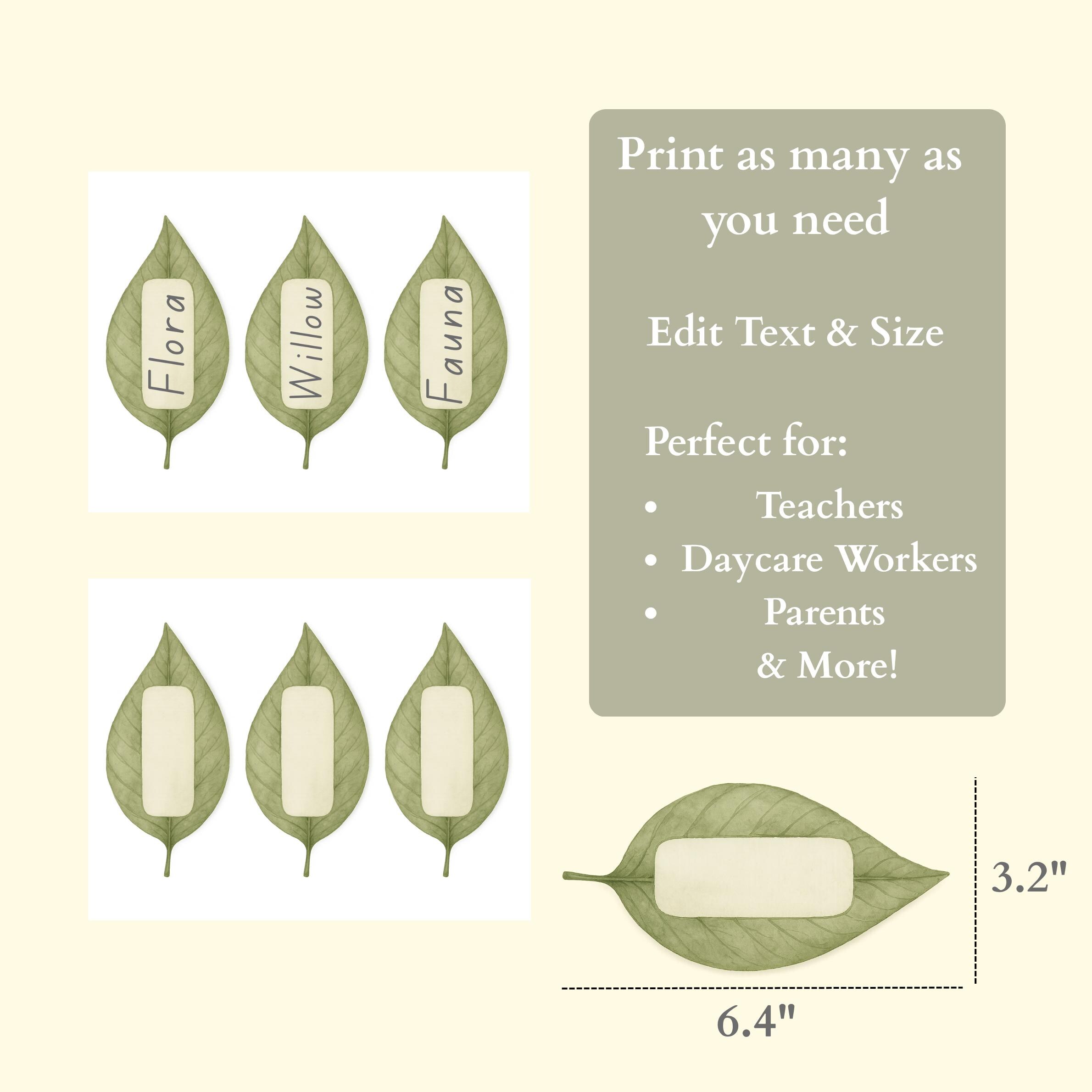 Editable Leaf Name Tags for Students – Watercolor Nature Classroom ...
