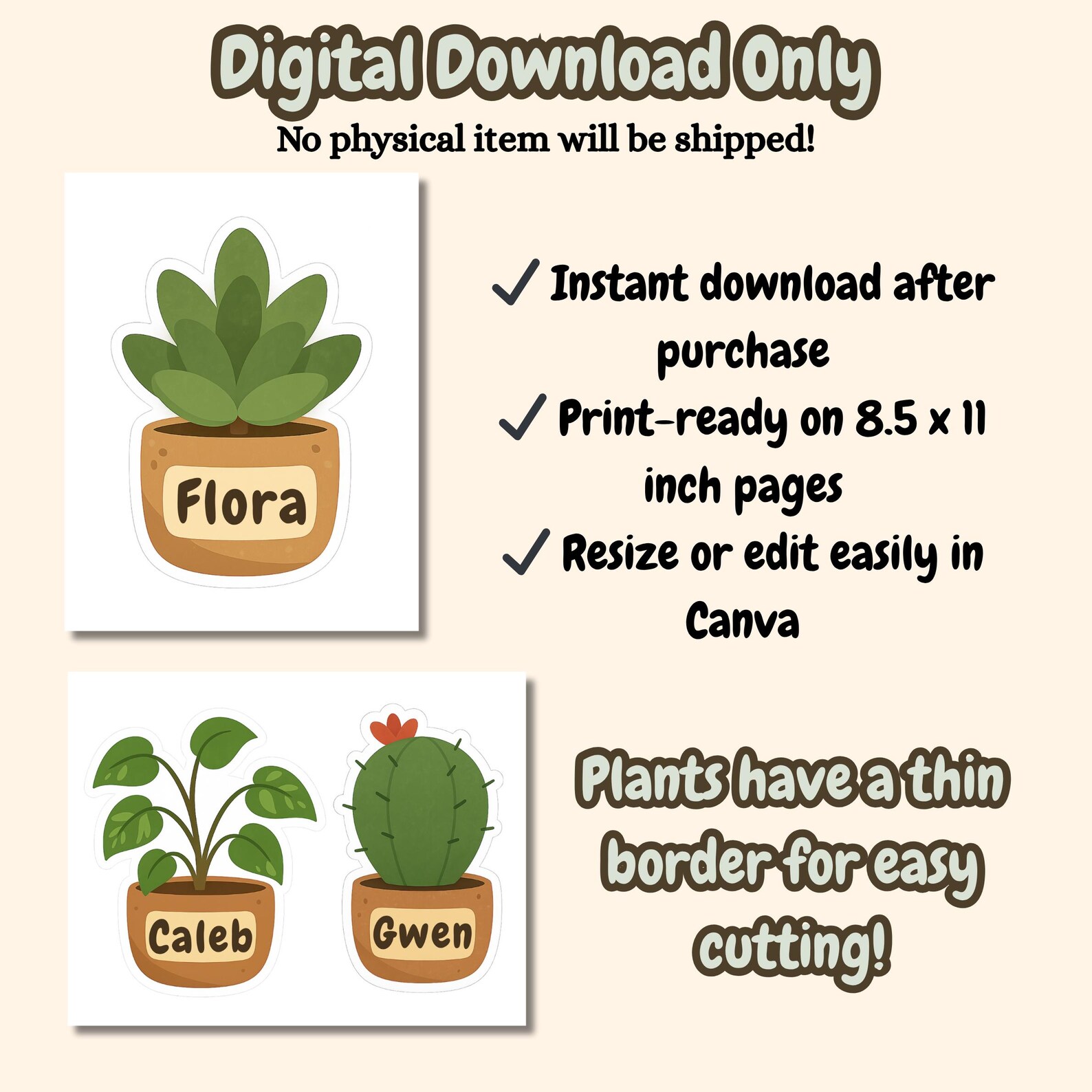 Editable Plant Classroom Door Decor Kit | Botanical Bulletin Board ...