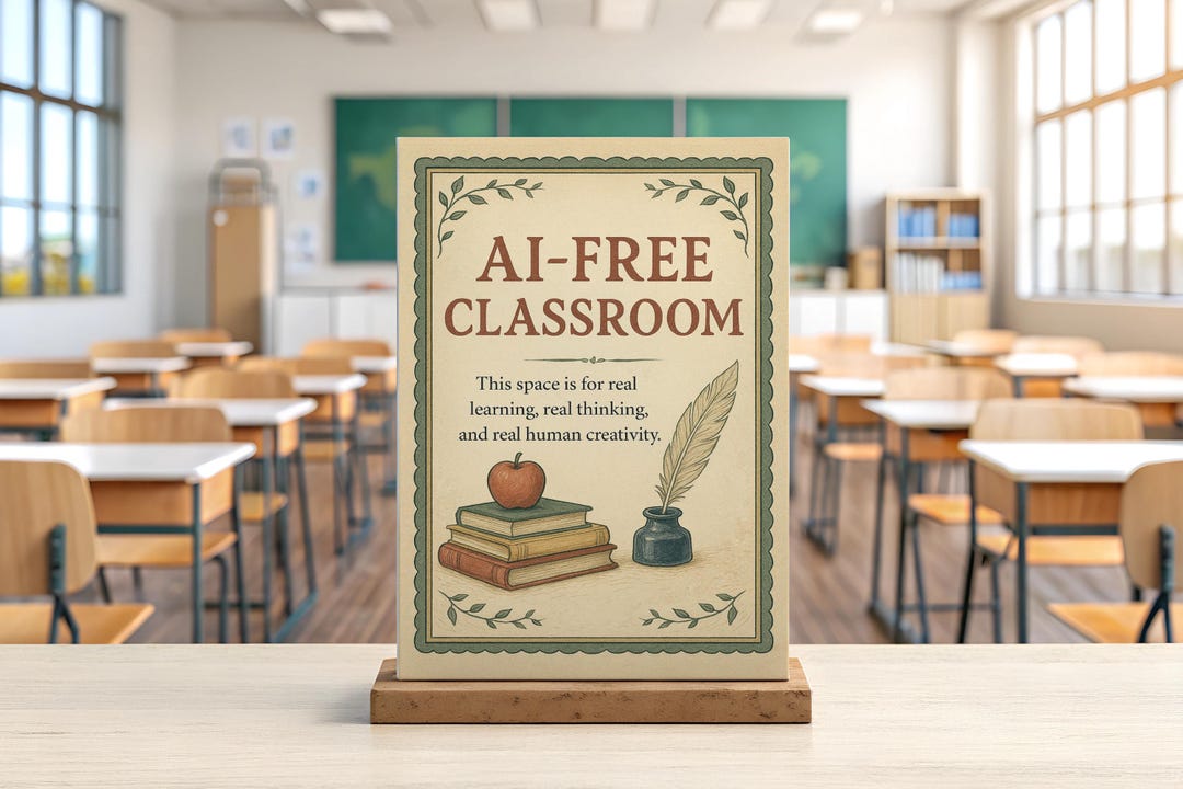 Ai-free Classroom Sign | Printable Vintage School Wall Art | Scholarly ...