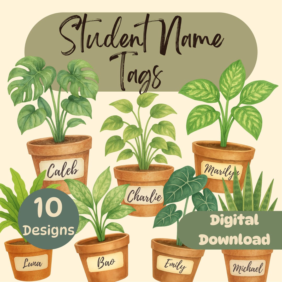 Editable Student Name Tags | Bulletin Board Art | Plant Desk Labels ...