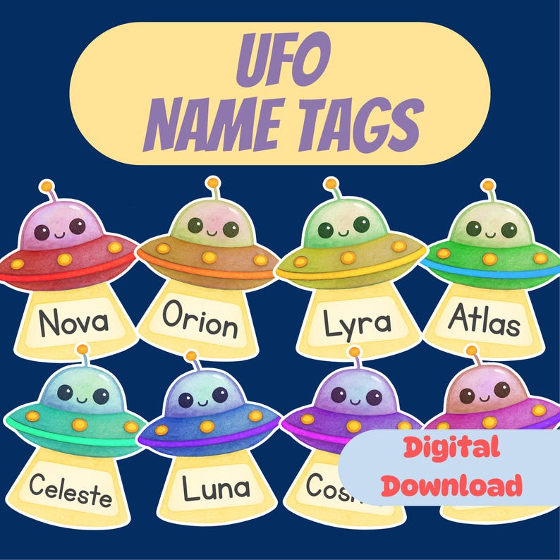 Editable UFO Student Name Tags | Bulletin Board Art | UFO Desk Labels ...