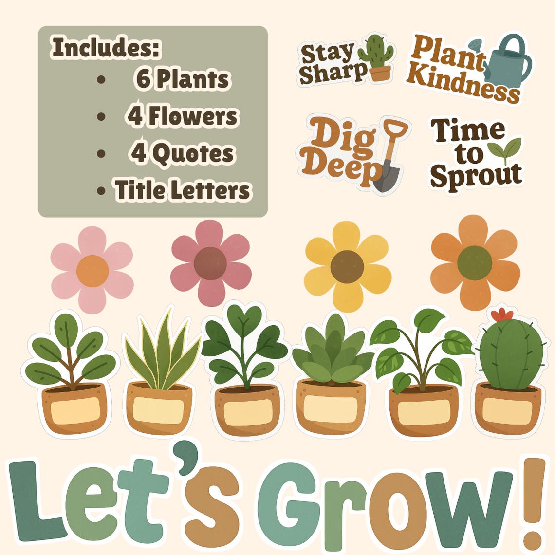 Editable Plant Classroom Door Decor Kit | Botanical Bulletin Board ...