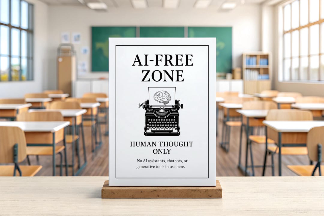 Ai-free Zone Printable Sign – Human Thought Only Wall Art – Classroom ...