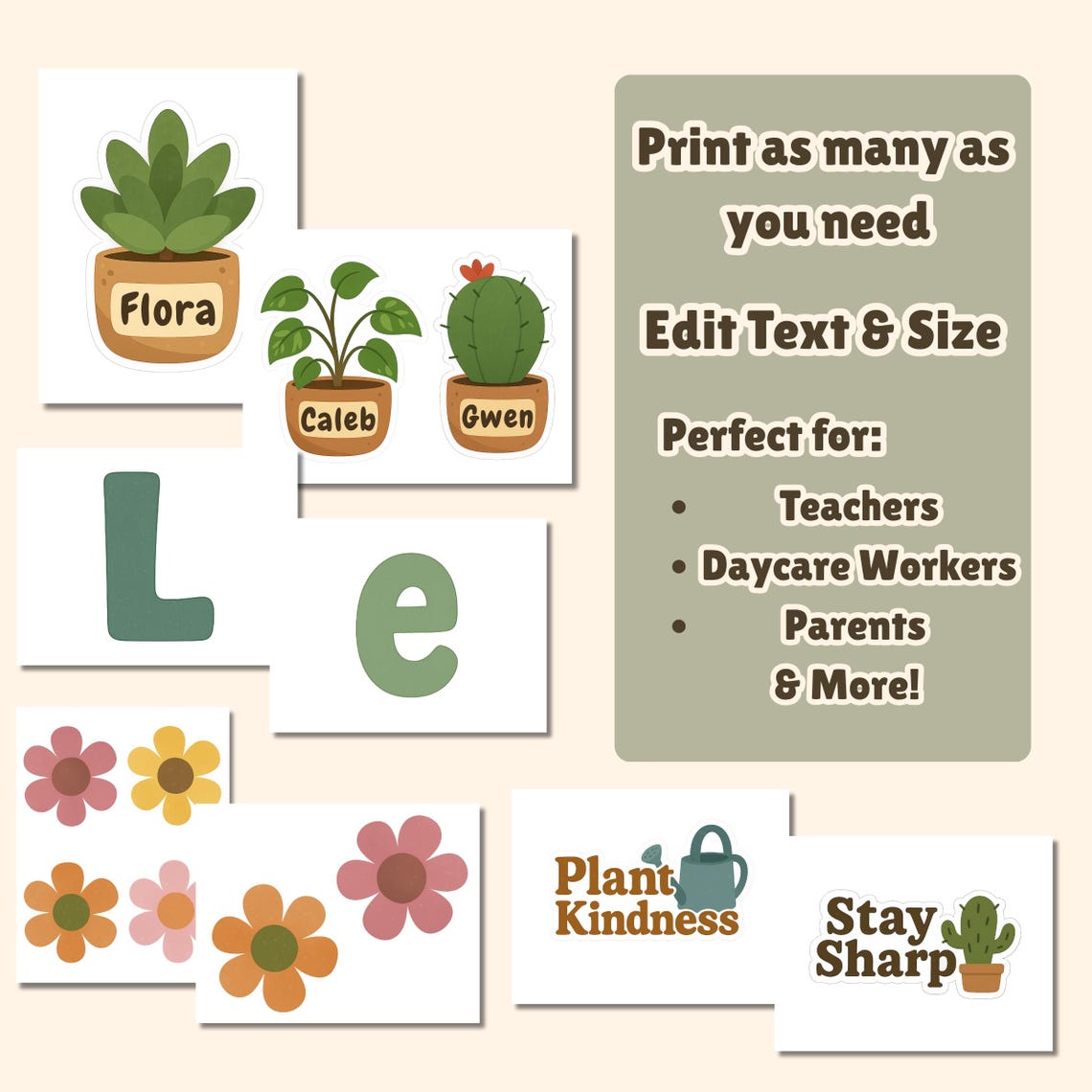 Editable Plant Classroom Door Decor Kit | Botanical Bulletin Board ...