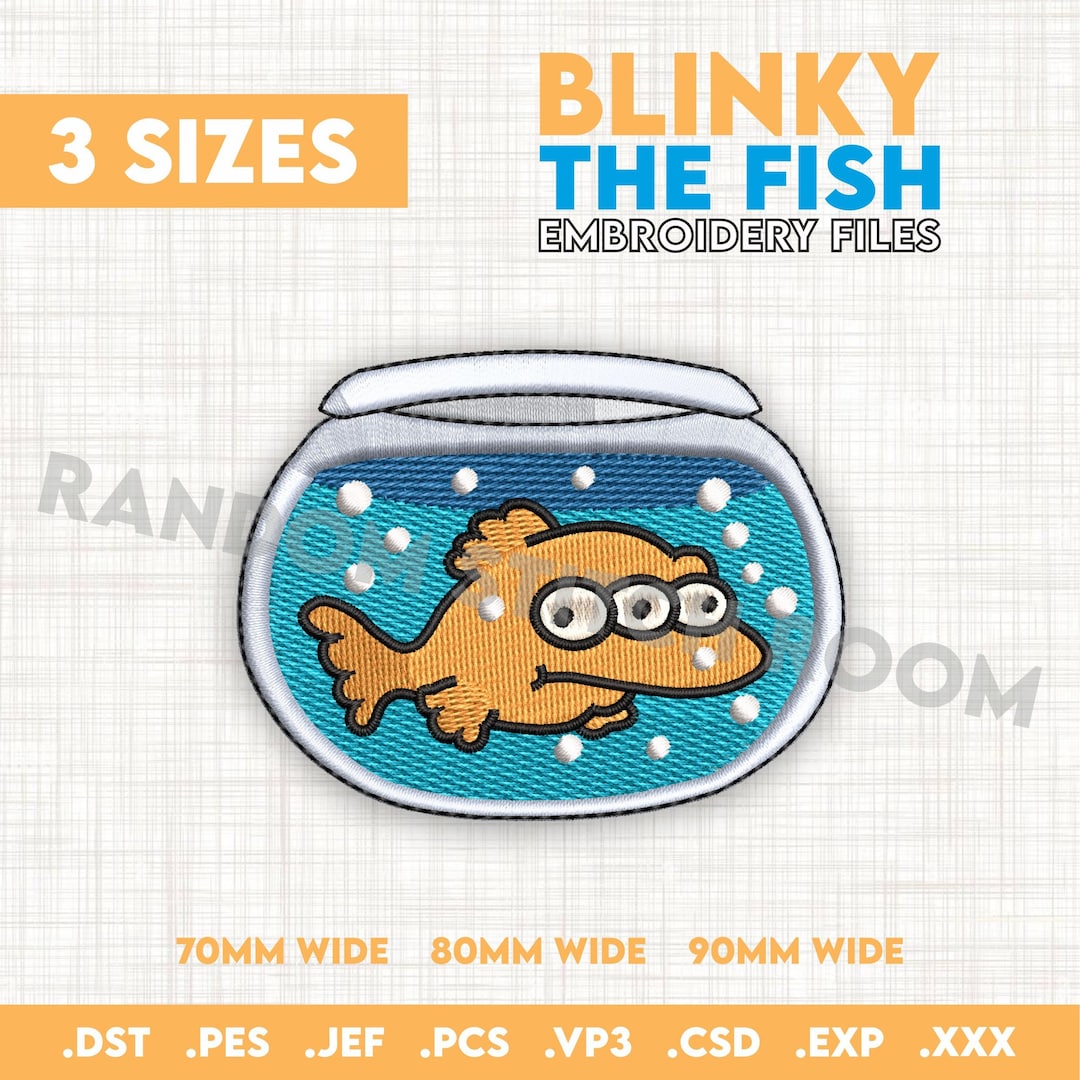 Blinky the Fish Embroidery Machine Design File, 3 Sizes, INSTANT ...