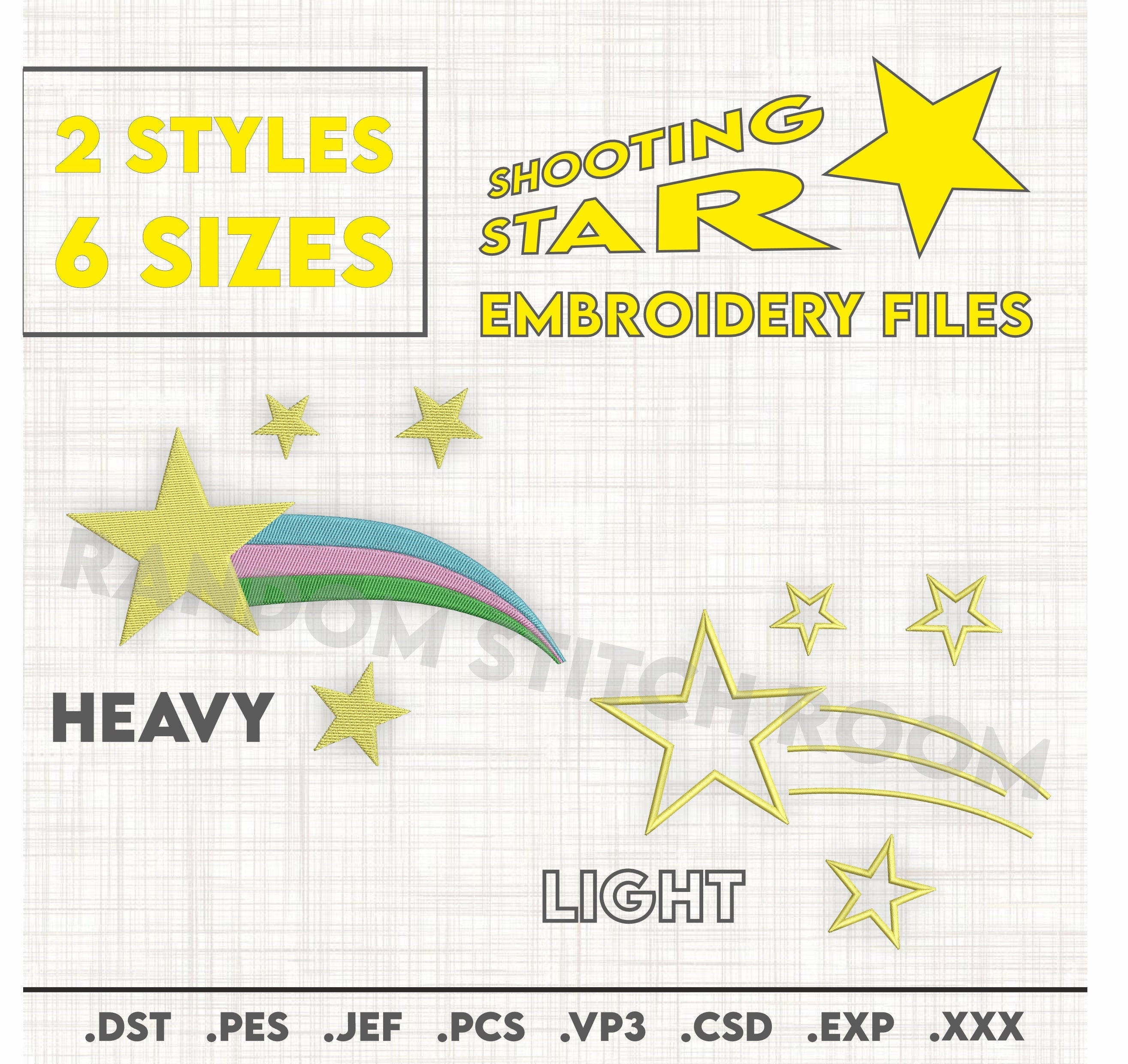 Shooting Stars Embroidery Machine Design Files 2 Styles 6 - Etsy