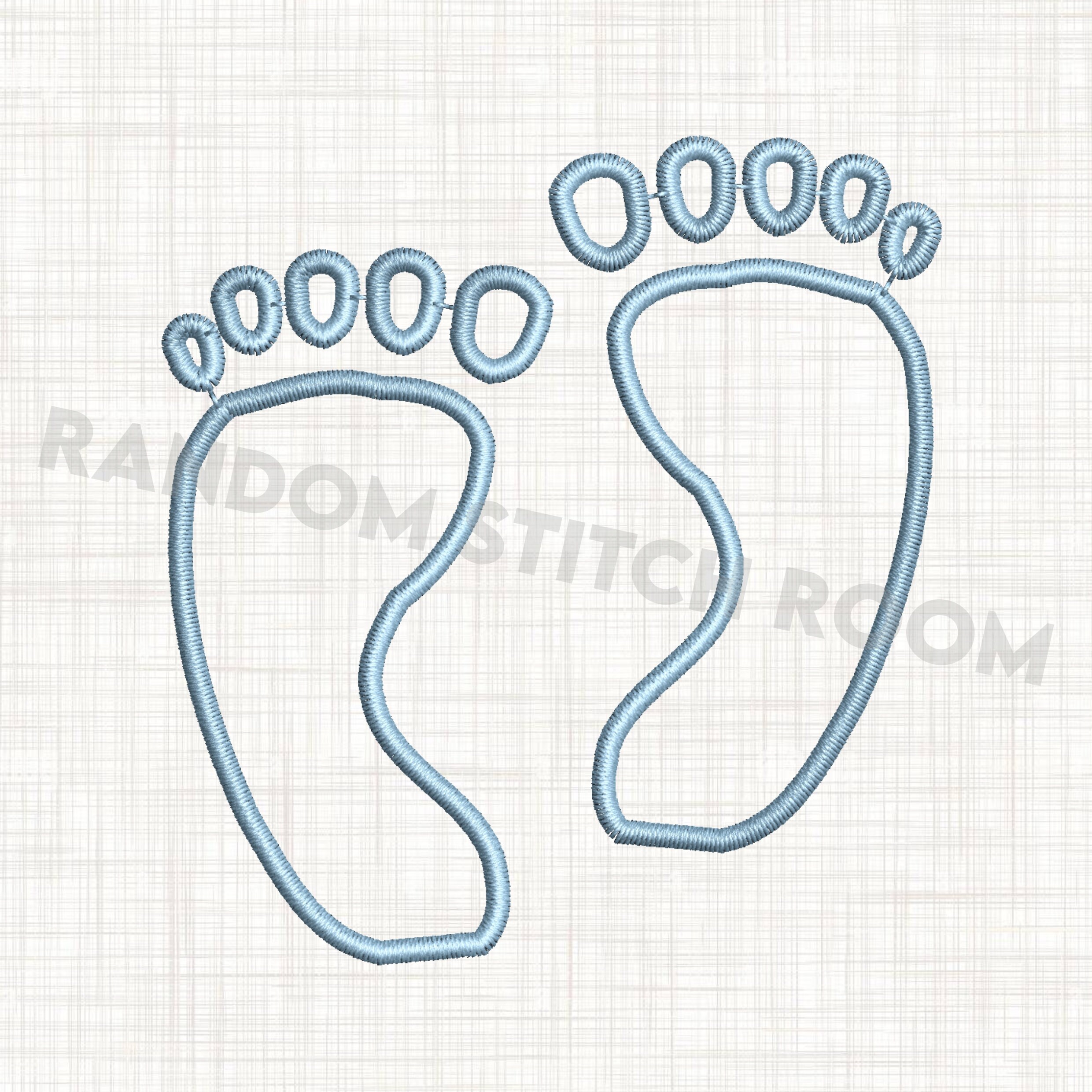 Small Feet / Footprints Embroidery Machine Design File, 3 SIZES, Filled ...