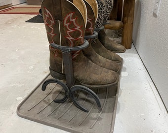 1 Vintage 6 Pair Rubber Mud Boot Wall Storage Rack 51-1/4 X 7-1/4 Row ...