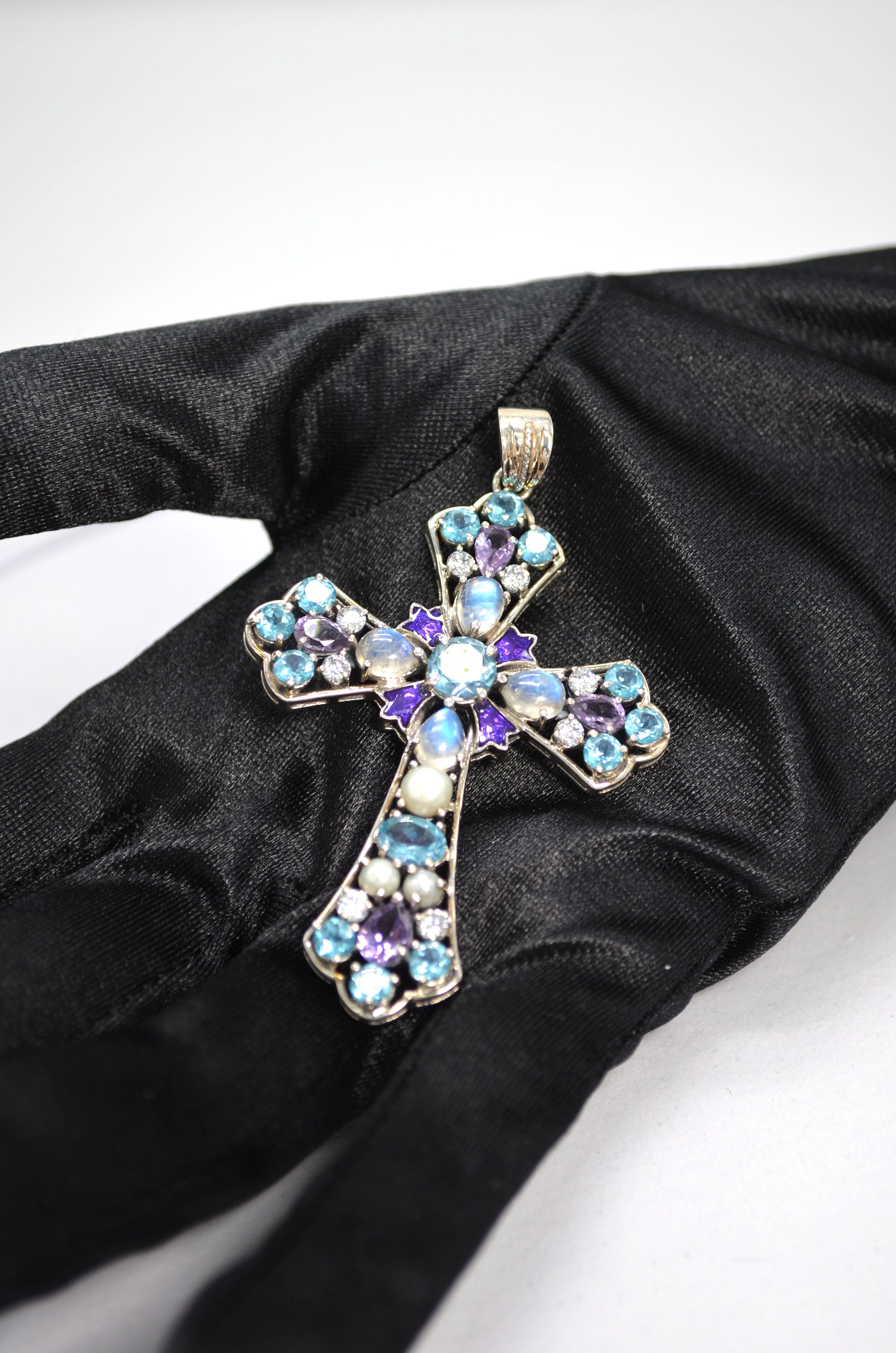 VINTAGE RARE Jewel Encrusted Silver Nicky Butler Cross - Etsy