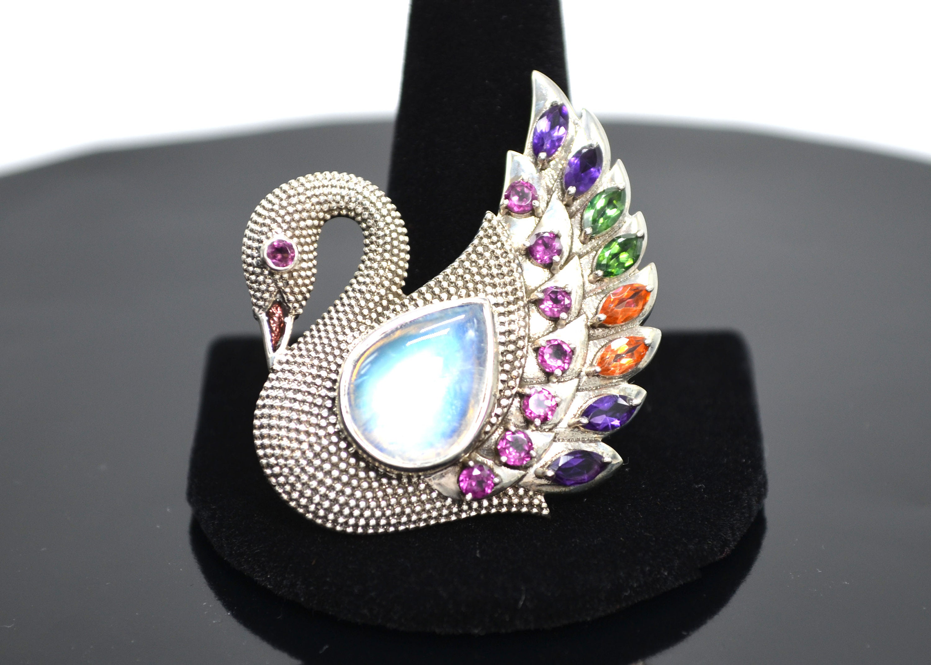 Splendidvintageraregraceful Silver Moon Stone Amethyst Peridot Orange ...