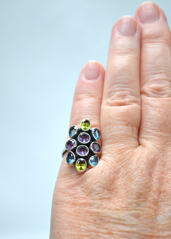 VINTAGE Nicky Butler Pretty Multi-Stone Peridot Blue … - Gem
