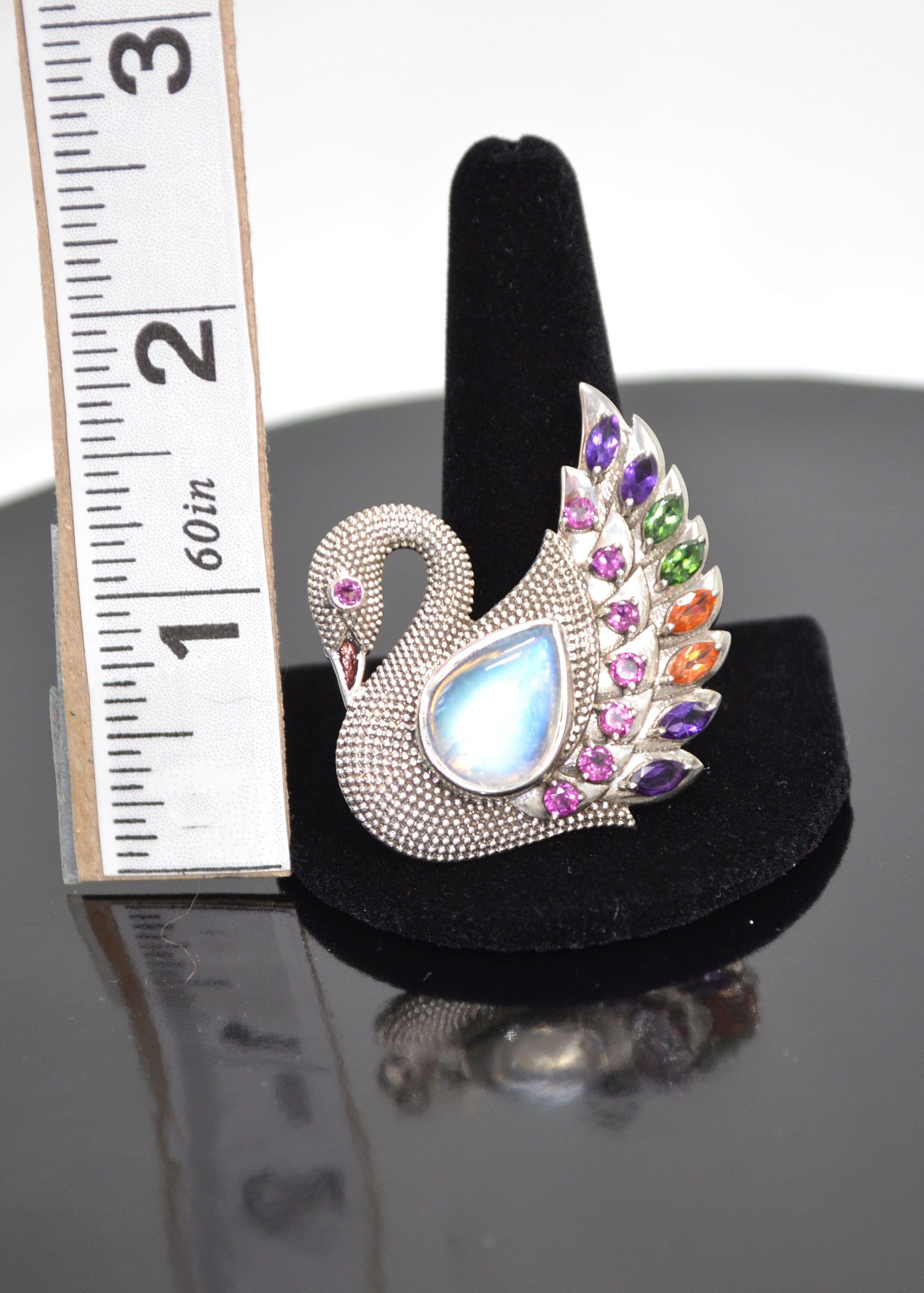 Splendidvintageraregraceful Silver Moon Stone Amethyst Peridot Orange ...