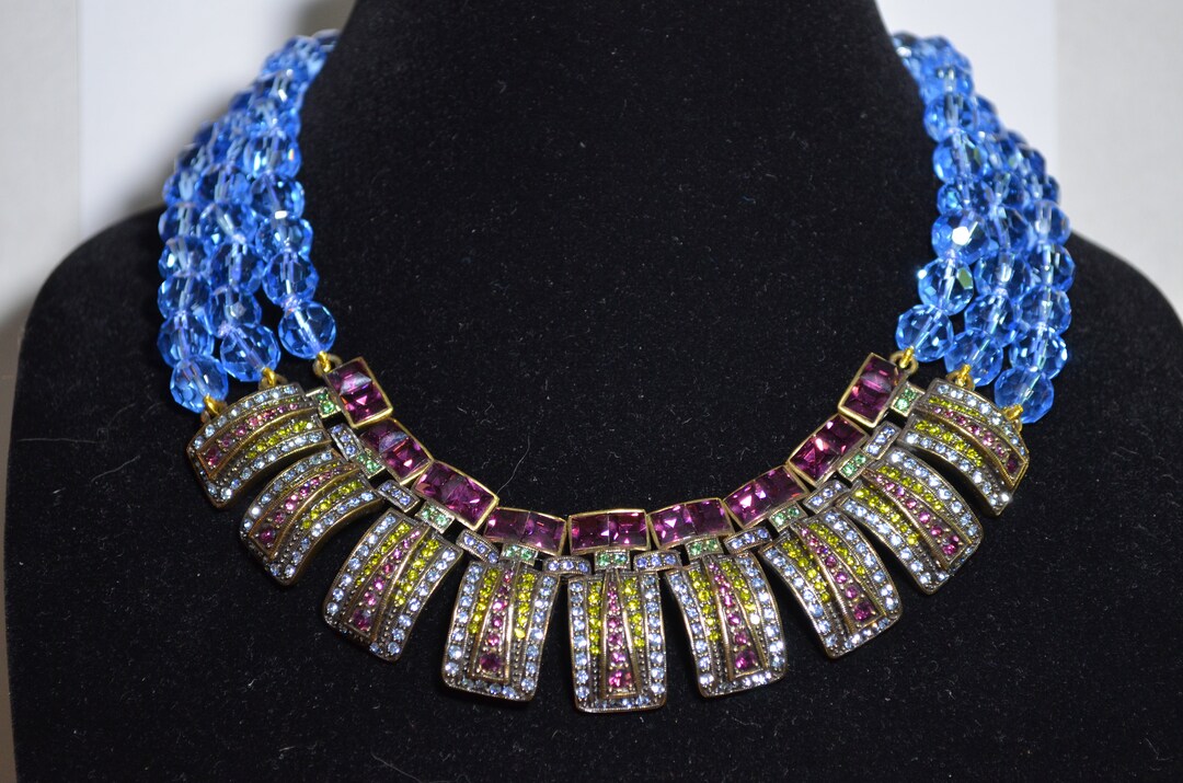 Vintage Heidi Daus Blue Beaded Choker - Etsy
