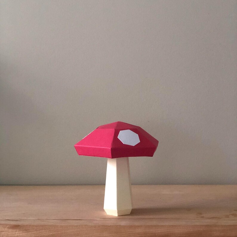 Mushroom 3D Low Poly Papercraft Model Printable PDF Template DIY Craft ...