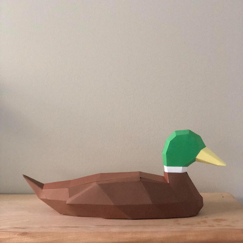 Duck 3D Low Poly Papercraft Model Printable PDF Template DIY Craft - Etsy