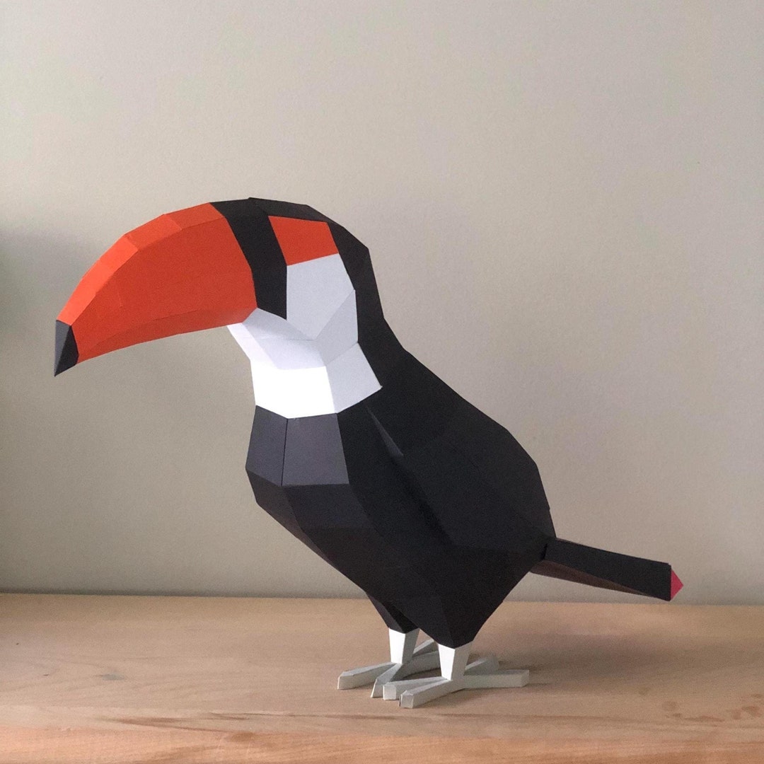 Toucan 3D Low Poly Papercraft Model Printable PDF Template DIY Craft - Etsy