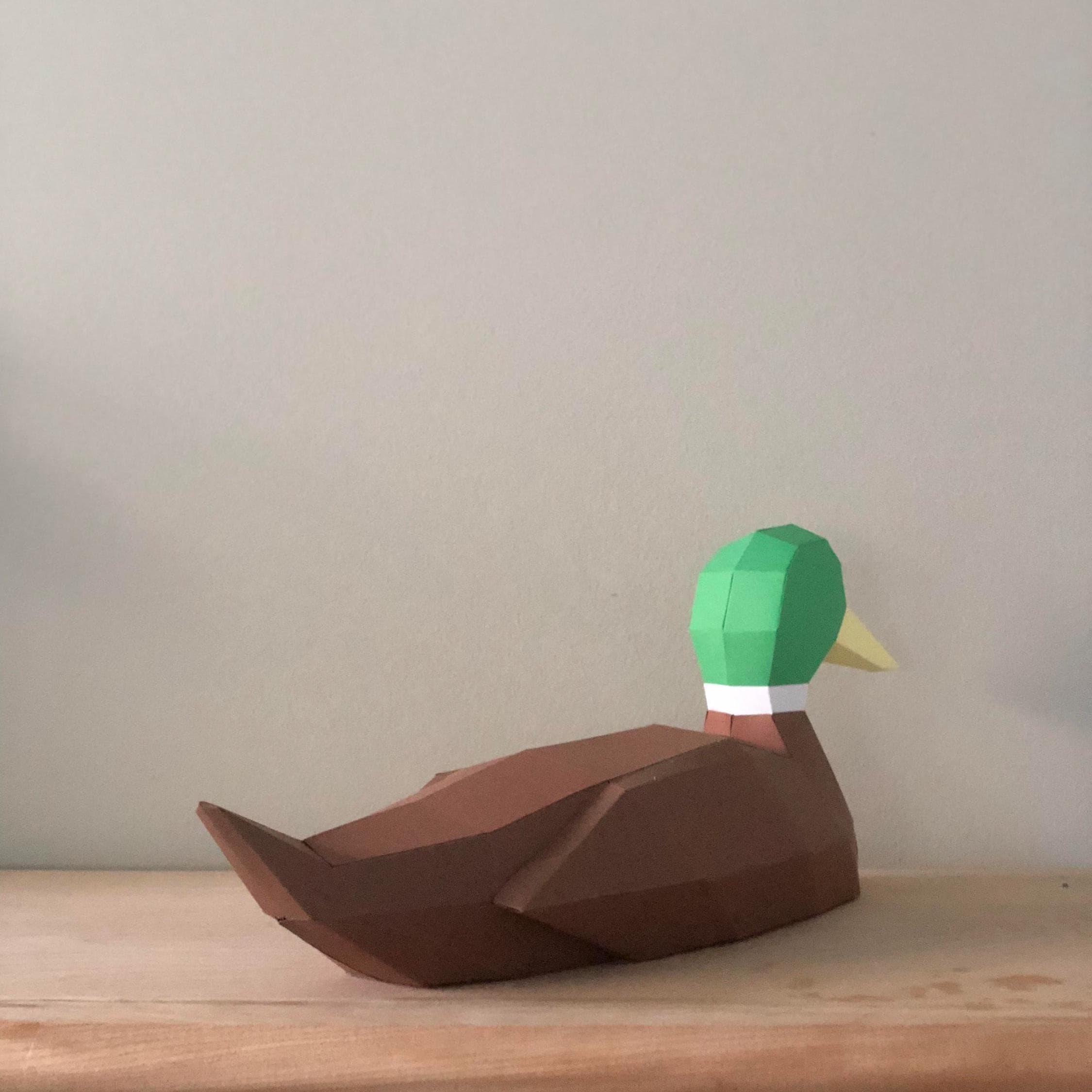 Duck 3D Low Poly Papercraft Model Printable PDF Template DIY Craft - Etsy