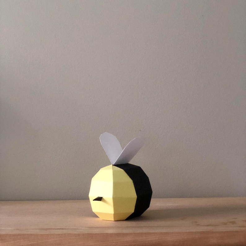 Bee 3D Low Poly Papercraft Model Printable PDF Template DIY Craft - Etsy